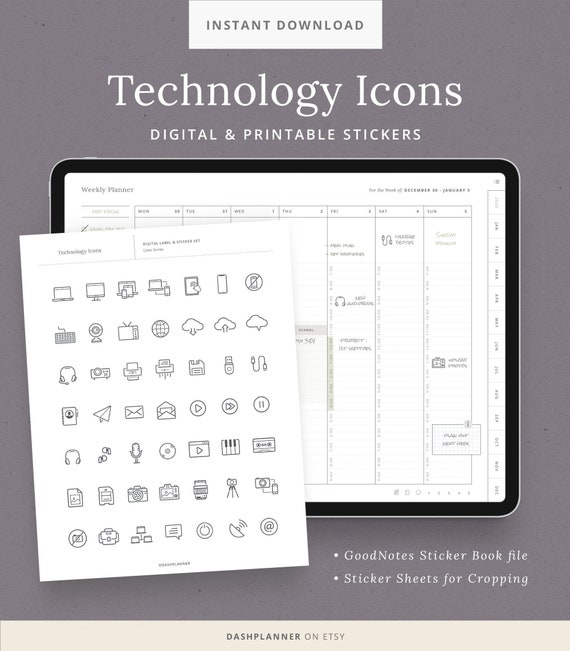 Technology Digital Stickers Goodnotes Sticker Book Office - Etsy
