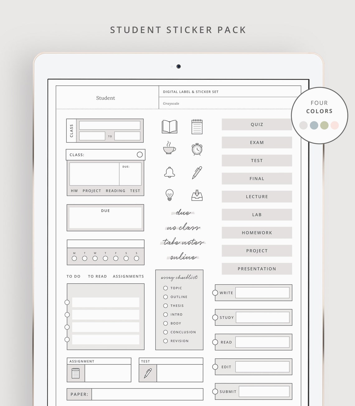 Student Digital Sticker Bundle - Printable Digital Stickers for School ...