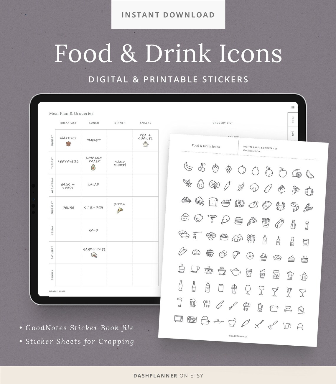 Food & Drink Digital Stickers for Goodnotes Sticker Book - Etsy