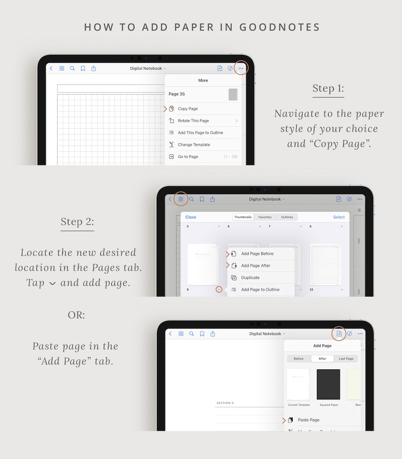 Digital Notebook 5 Minimalist Subject Tabs Cornell Ruled - Etsy