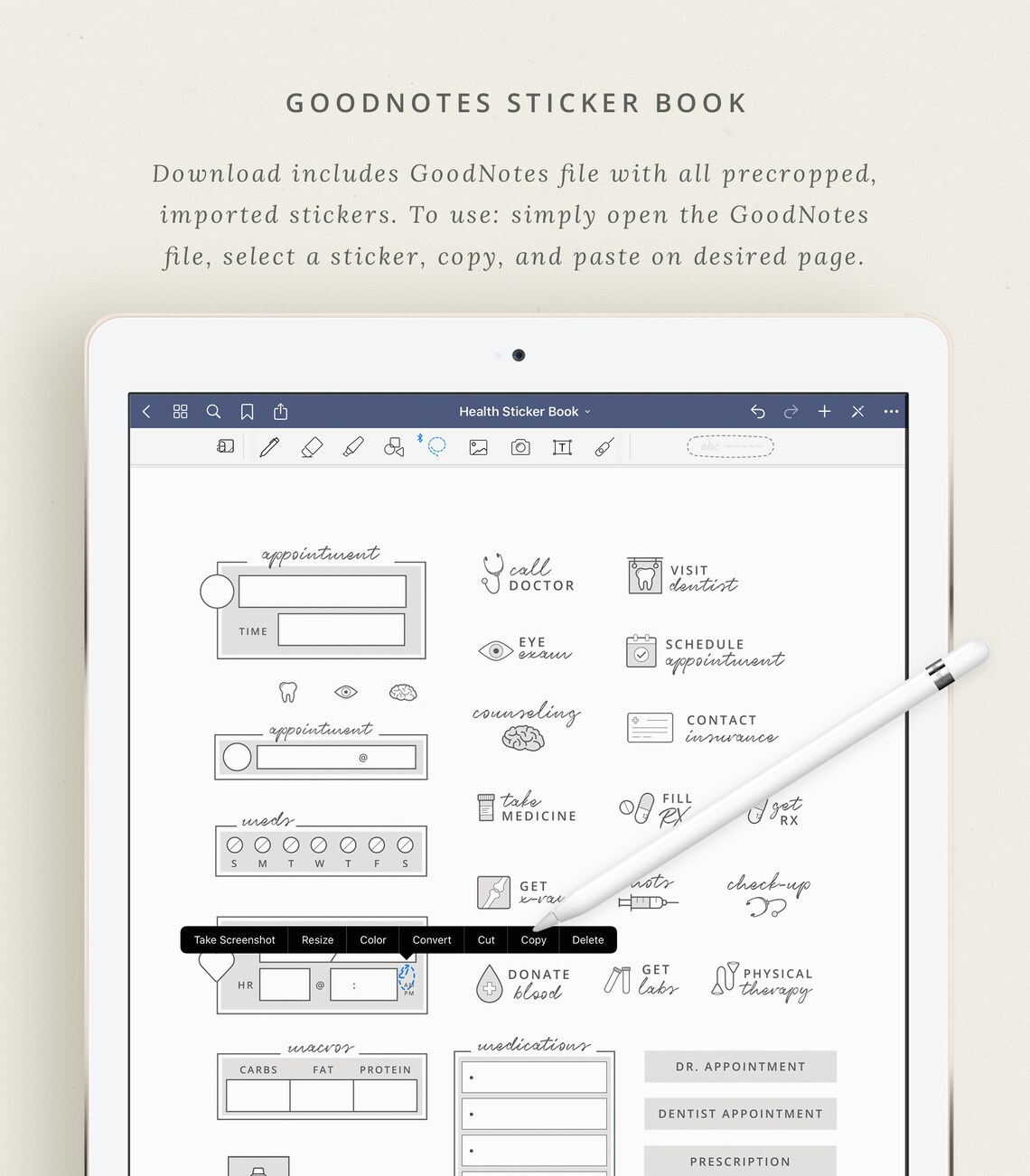 Health Digital Stickers for Goodnotes Ipad Planner Stickers - Etsy