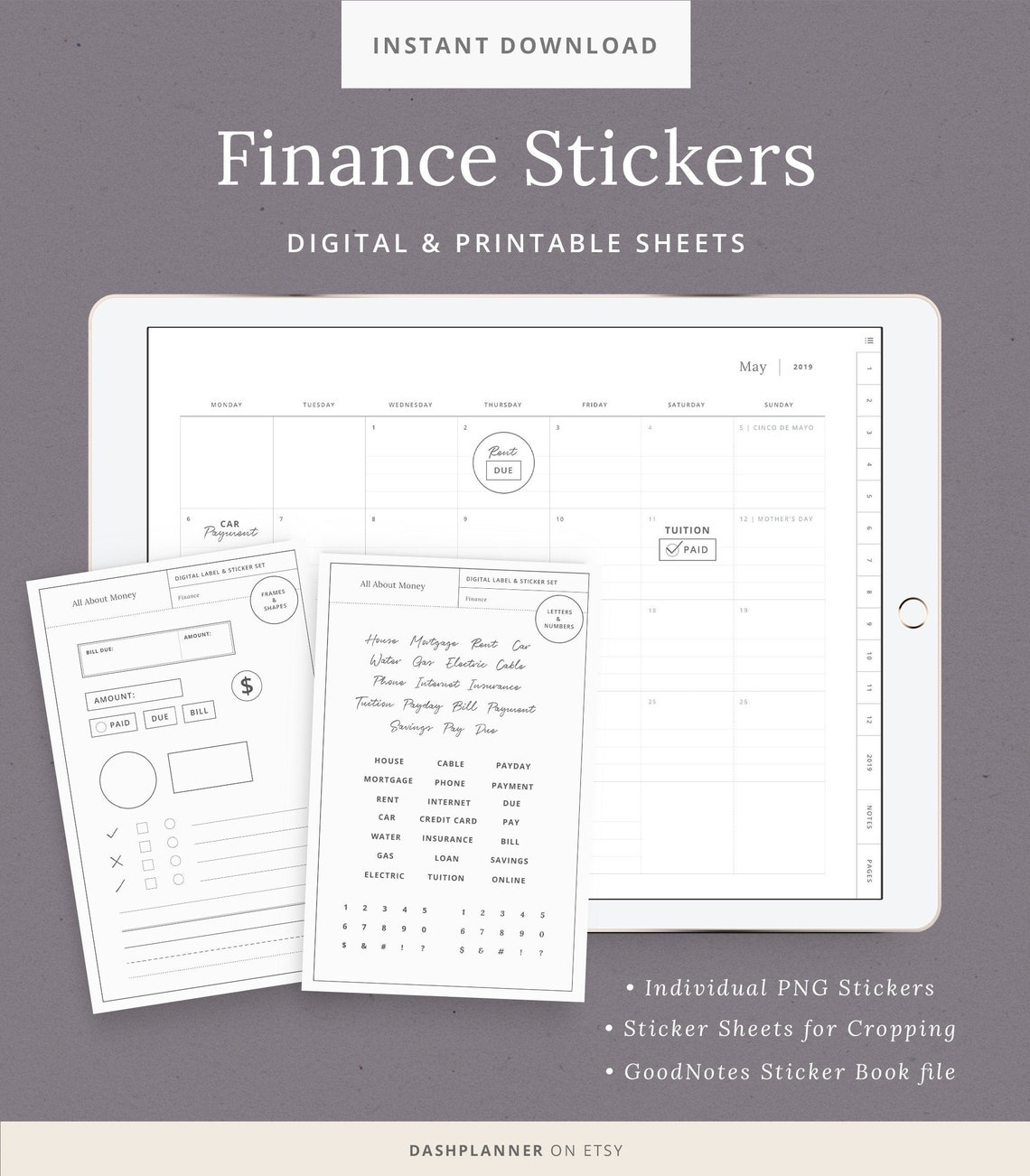 Digital Stickers for Finance Planner Goodnotes Notability | Etsy