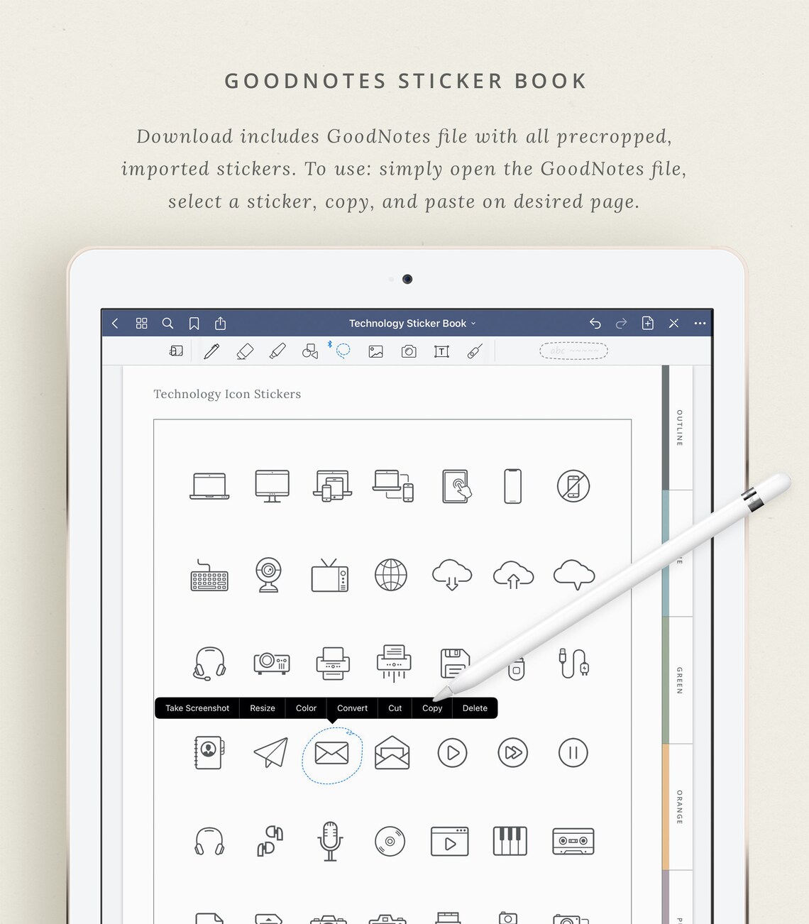 Technology Digital Stickers Goodnotes Sticker Book Office - Etsy