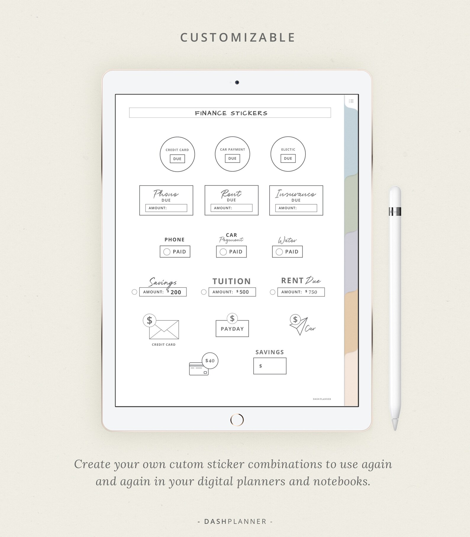 Digital Stickers for Finance Planner Goodnotes Notability | Etsy