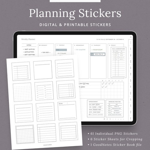 Productivity Digital Stickers for Goodnotes Ipad Planner - Etsy