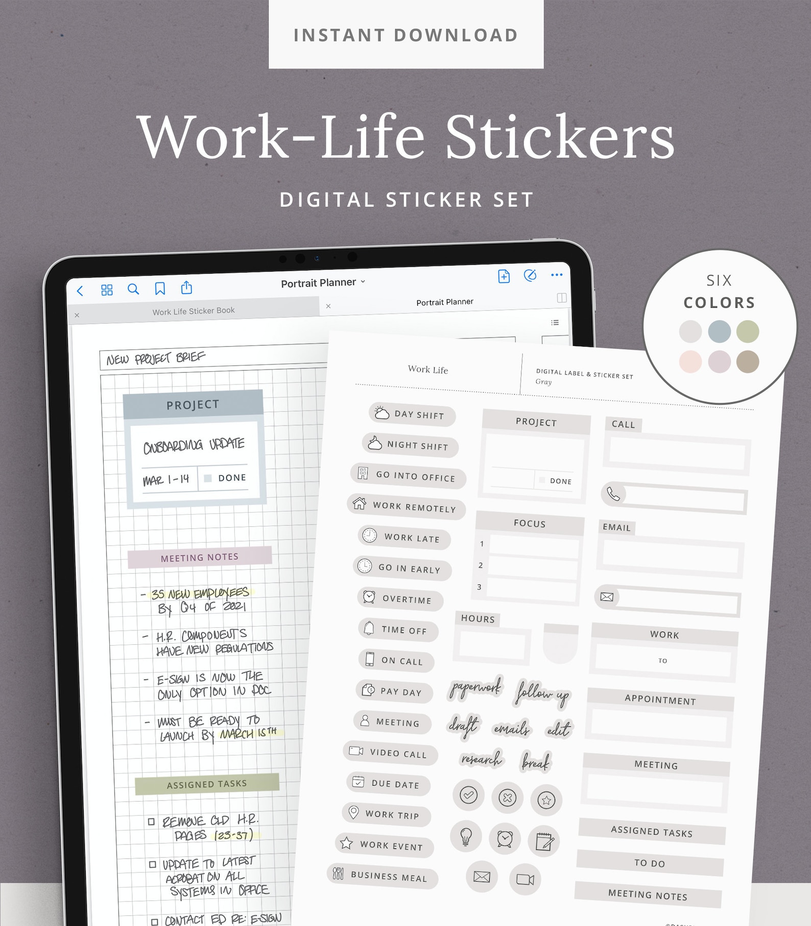 Work-life Digital Stickers Minimalist Job Goodnotes Sticker - Etsy