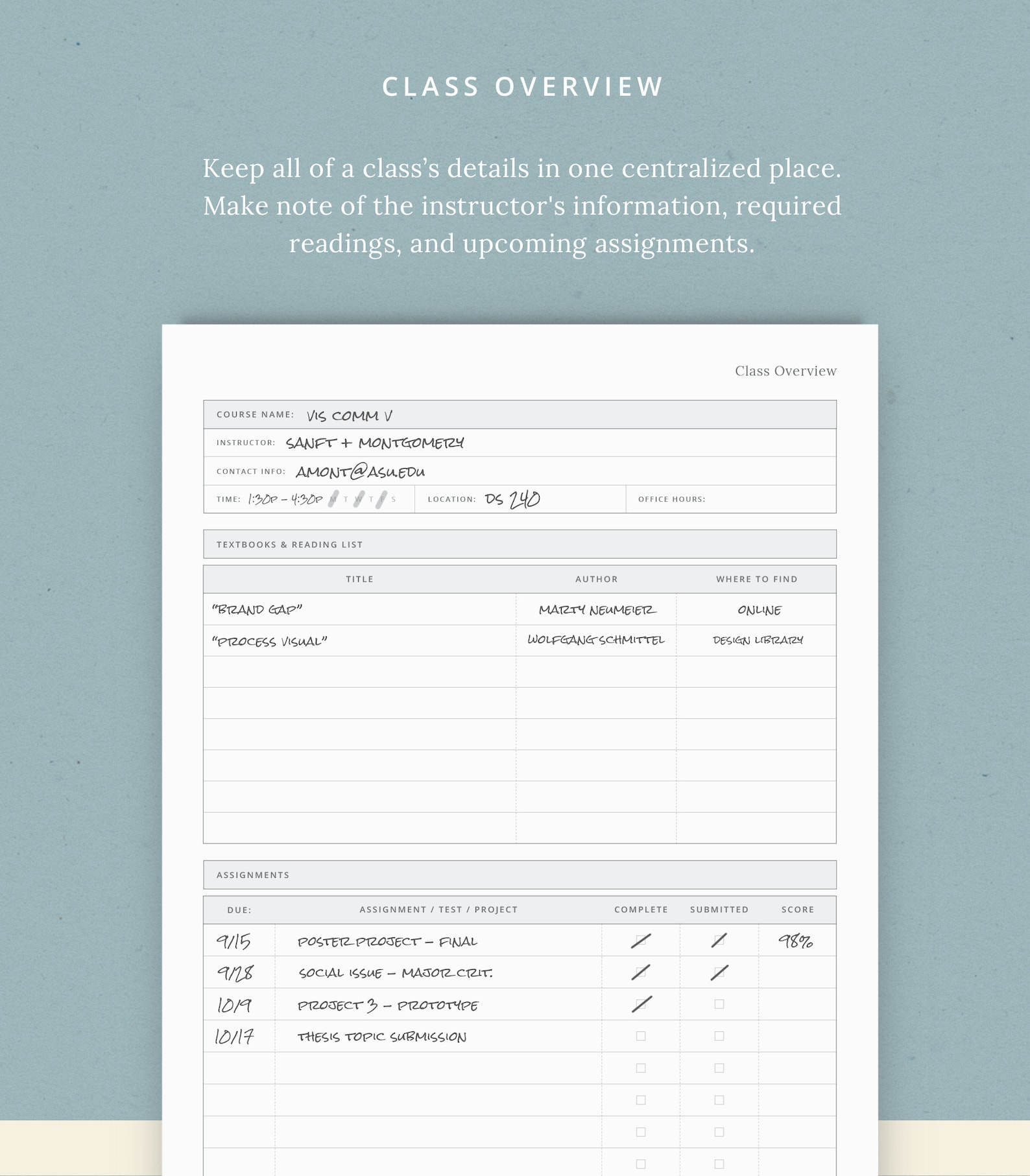 Student Organizer Printables for Back to School Class - Etsy