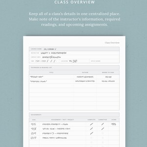 Student Organizer Printables for Back to School Class Planner With ...