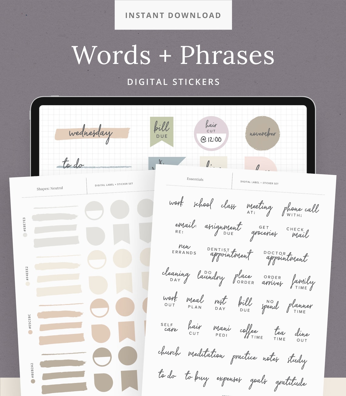 Essential Words & Phrases Digital Stickers Sticker Book for - Etsy