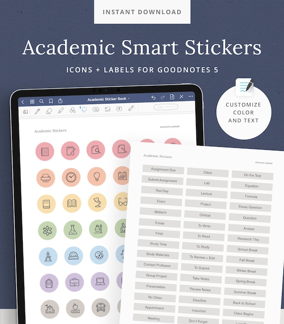 Academic Digital Stickers Smart Stickers for Students - Etsy