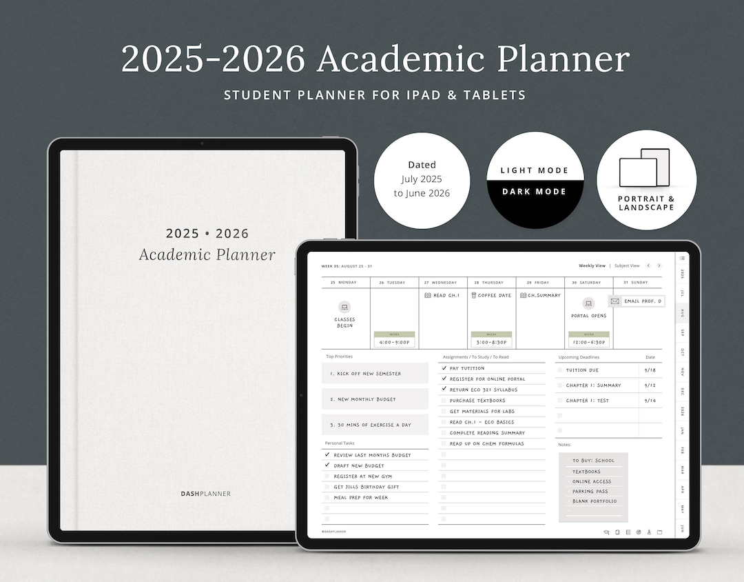 2025-2026 Digital Academic Planner for iPad | Hyperlinked Student ...