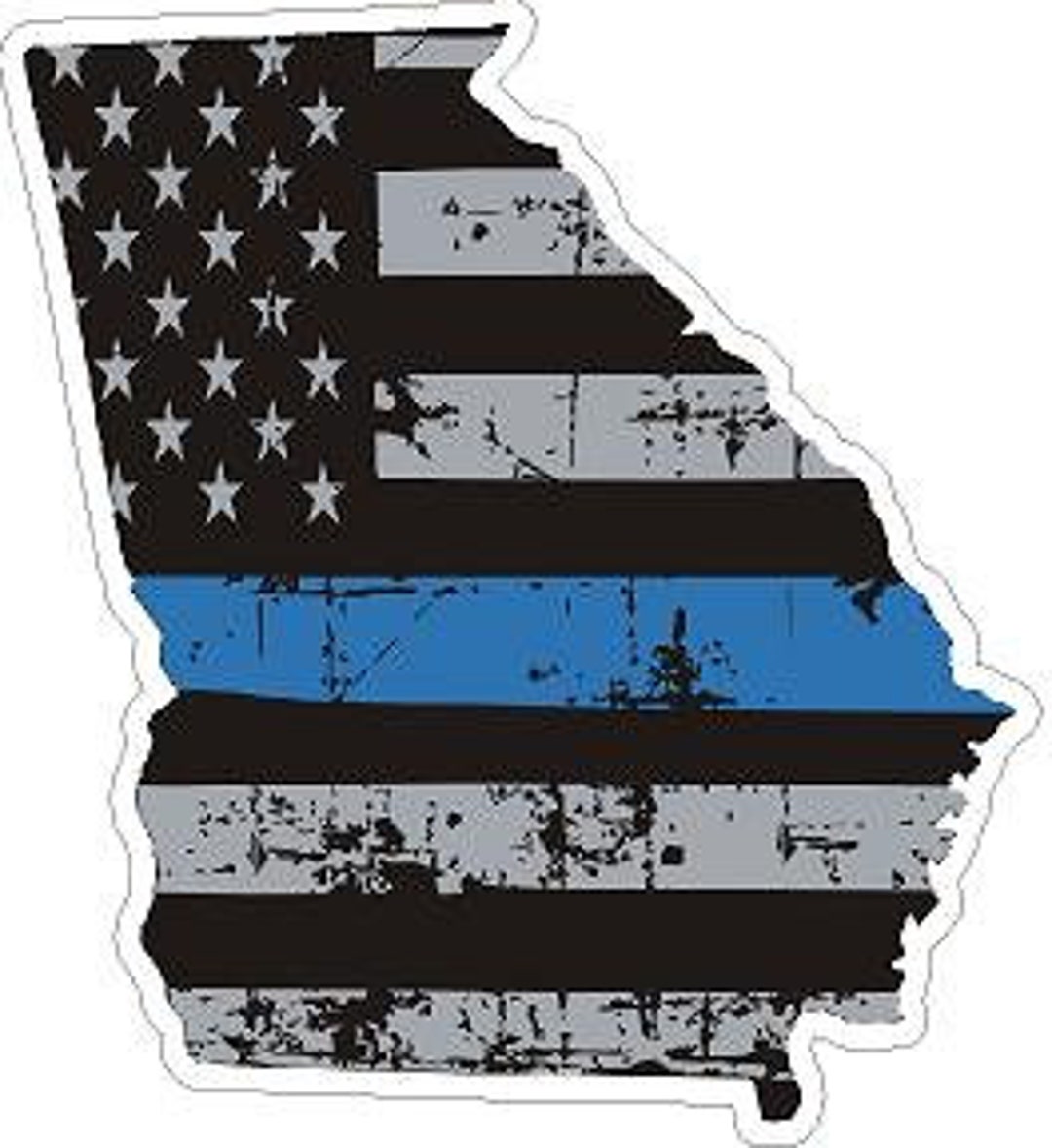 Georgia State Thin Blue Line Distressed Flag Reflective or Matte Vinyl ...