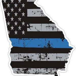 Georgia State Thin Blue Line Distressed Flag Reflective or Matte Vinyl ...
