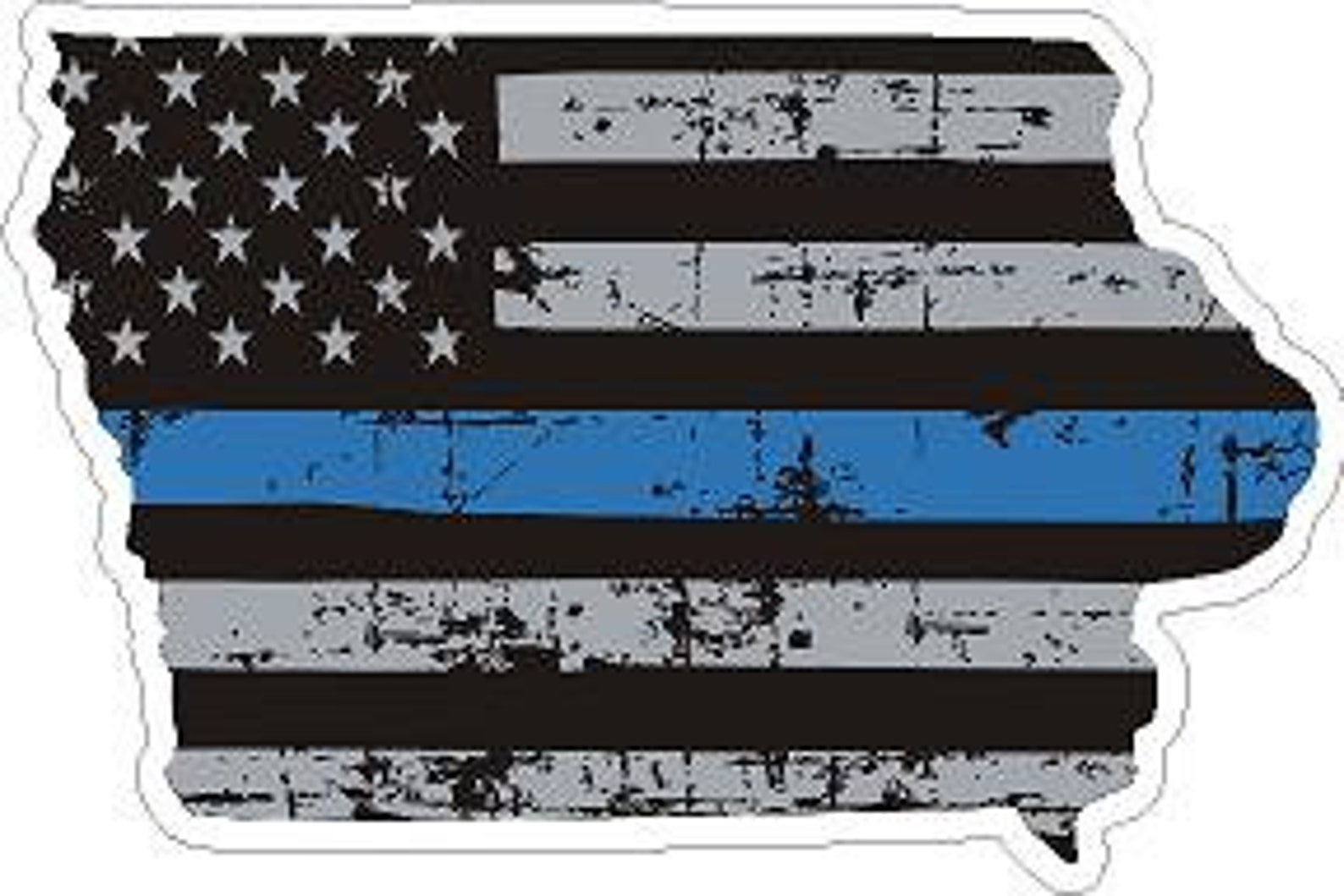 Iowa State Thin Blue Line Distressed Flag Reflective or Matte Vinyl ...