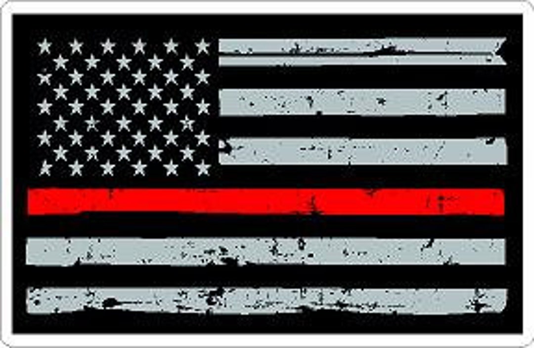 Thin Red Line Fire Distressed US Flag Reflective or Matte Vinyl Decal ...