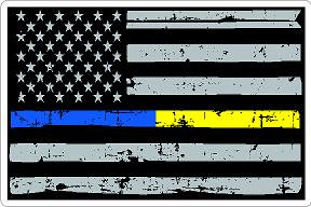 Thin Blue Yellow Line Police Dispatcher Distressed US Flag Police ...