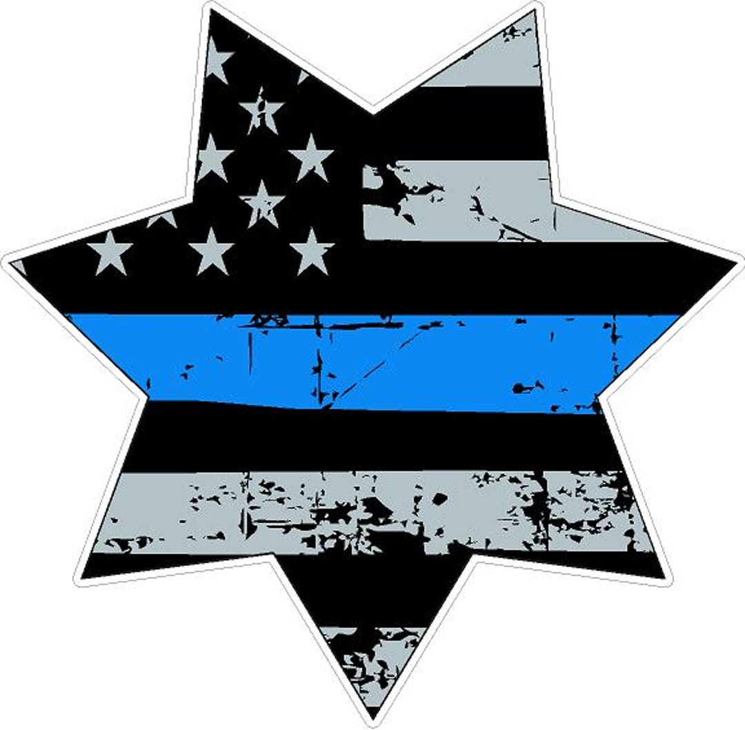 Thin Blue Line Deputy Sheriff 7 Pt Badge Distressed Flag Reflective ...