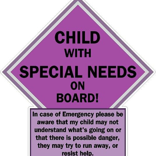 Special Needs Child on Board Car Sticker Decal - Etsy