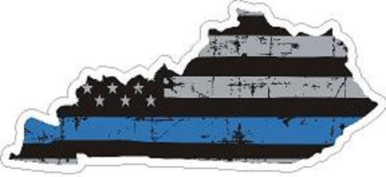 Thin Blue Line State of Kentucky Distressed Flag Reflective or Matte ...