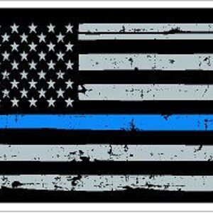 Thin Blue Line Distressed US Flag Police Sheriff Deputy Reflective or ...
