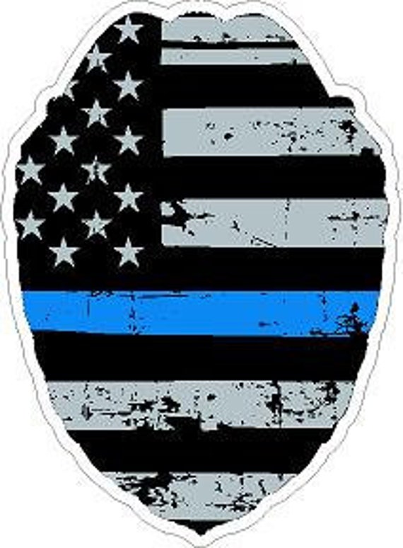 Thin Blue Line Badge Distressed Flag Reflective or Matte Vinyl | Etsy