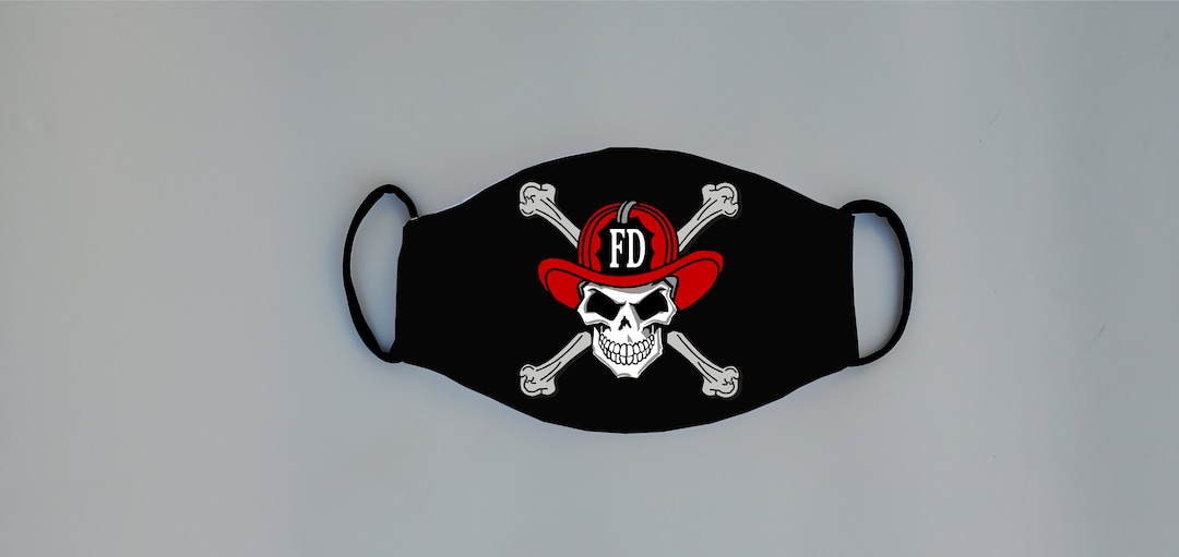 Skull and Crossbones Fire Department Reusable Face Mask With Filter ...