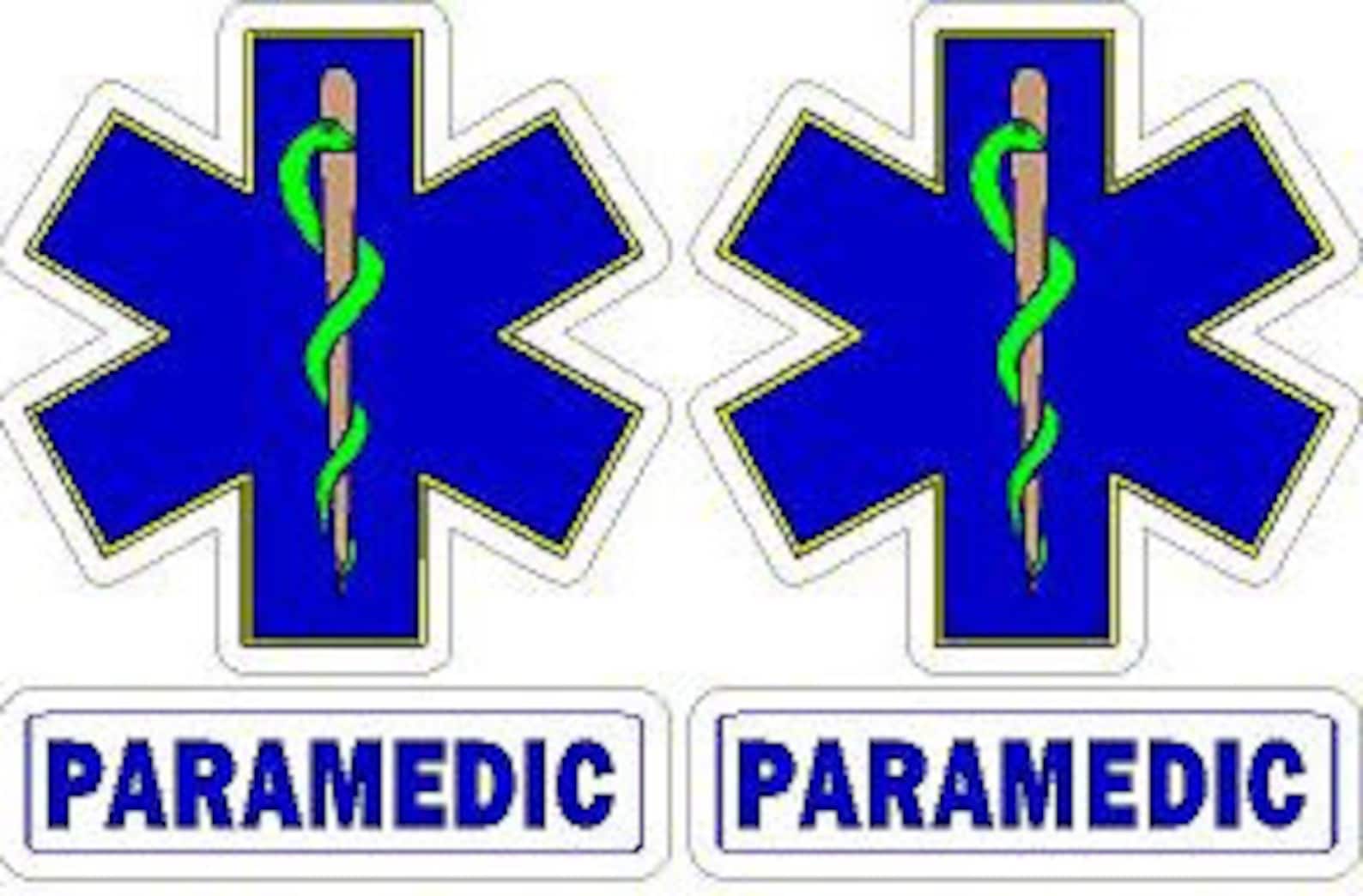Paramedic Helmet Pair (2) Reflective or Matte Vinyl Decal Sticker Star ...