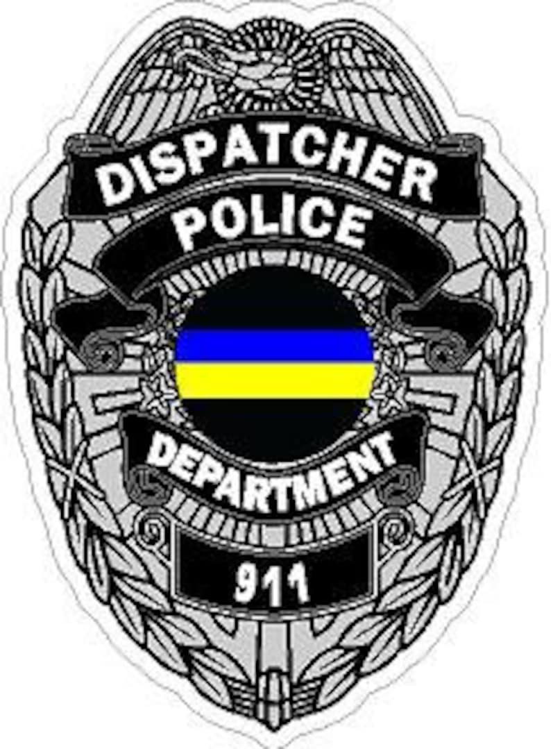 Police Dispatch Badge Blue and Yellow Line Reflective Decal - Etsy