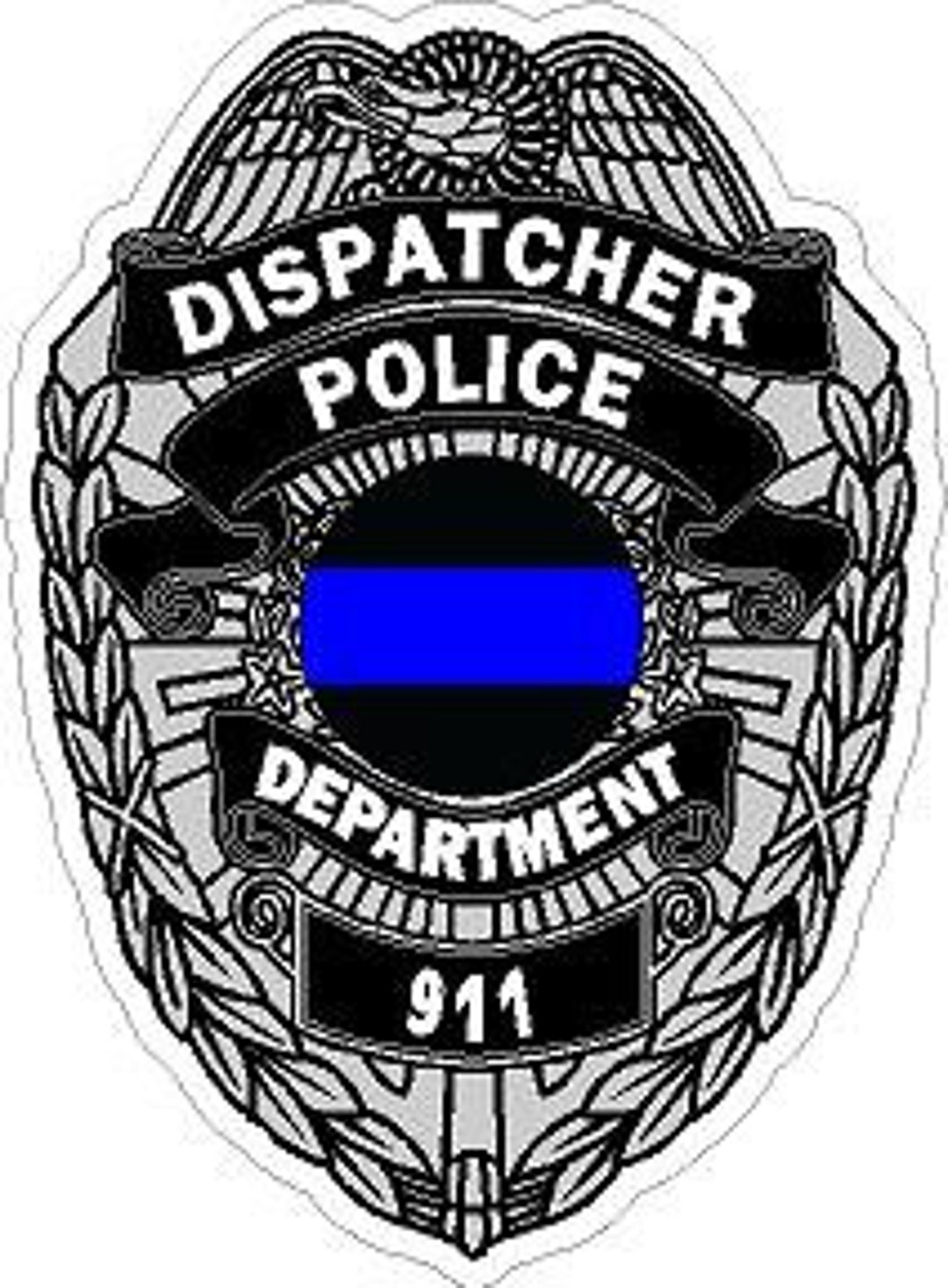 Police Dispatch Badge Blue Line Reflective Decal Sticker Police Sheriff ...
