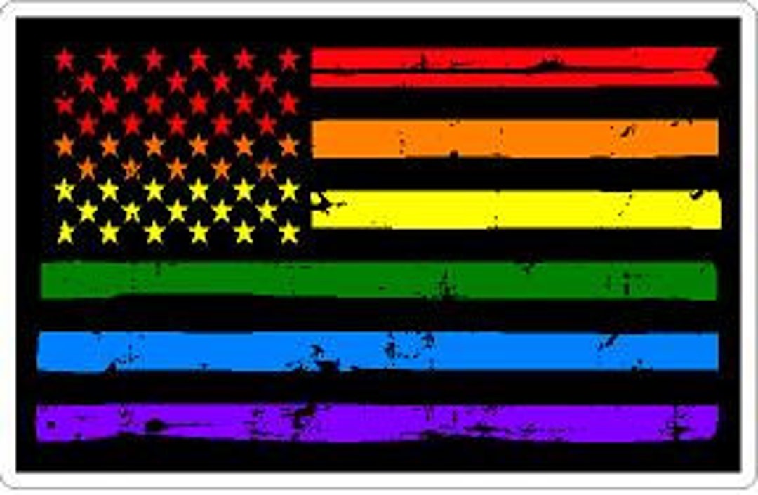 Rainbow Distressed US Flag Reflective or Matte Vinyl Decal Sticker or ...