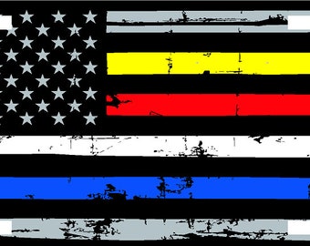 Thin Line Distressed US Flag Police Fire EMS 911 Dispatch Dept - Etsy