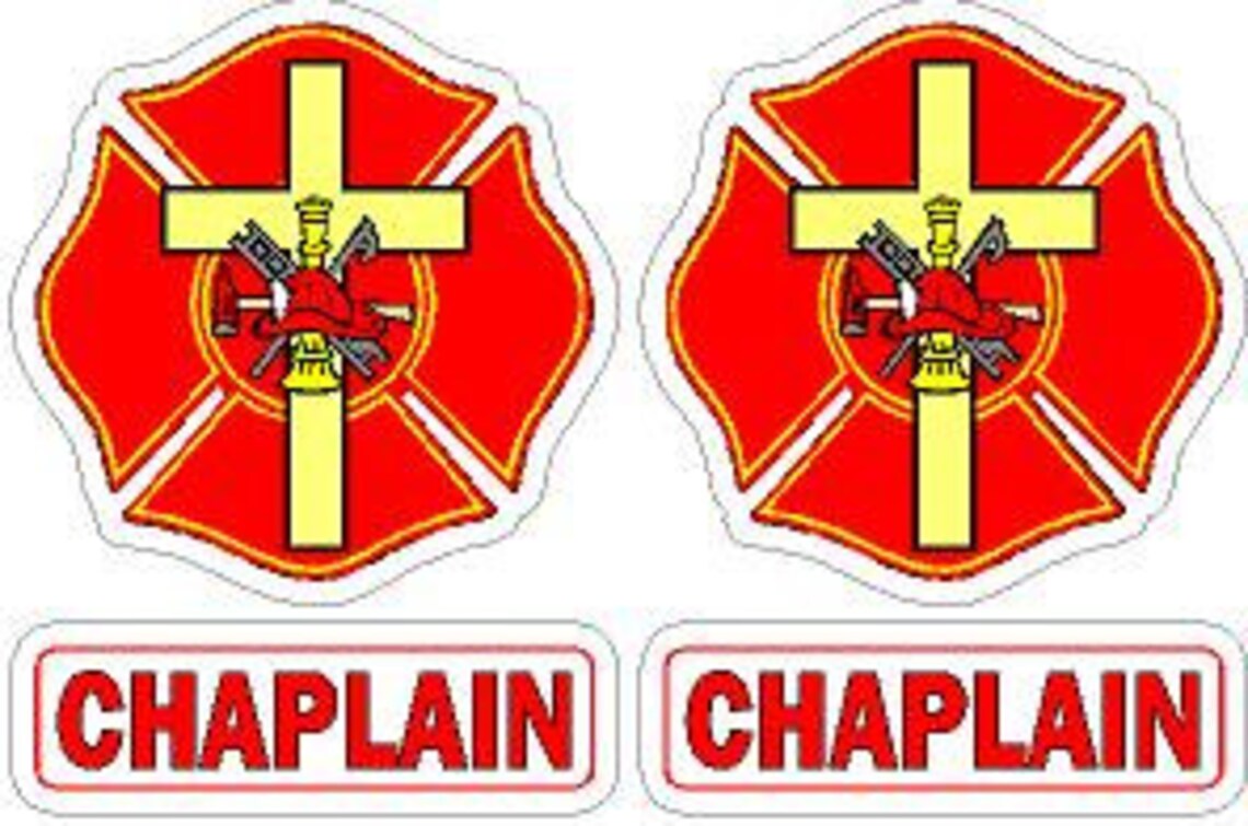 Firefighter Chaplain Helmet Pair (2) Reflective Decal Sticker Rescue ...
