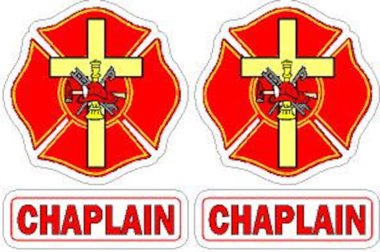 Firefighter Chaplain Helmet Pair (2) Reflective Decal Sticker Rescue ...