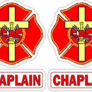 Firefighter Chaplain Helmet Pair (2) Reflective Decal Sticker Rescue ...