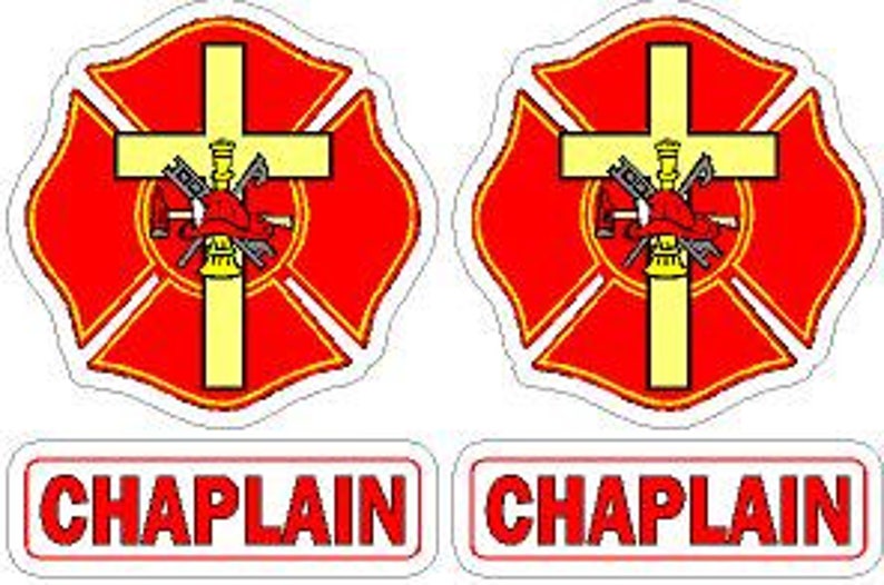 Firefighter Chaplain Helmet Pair (2) Reflective Decal Sticker Rescue ...