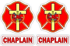 Firefighter Chaplain Helmet Pair (2) Reflective Decal Sticker Rescue ...