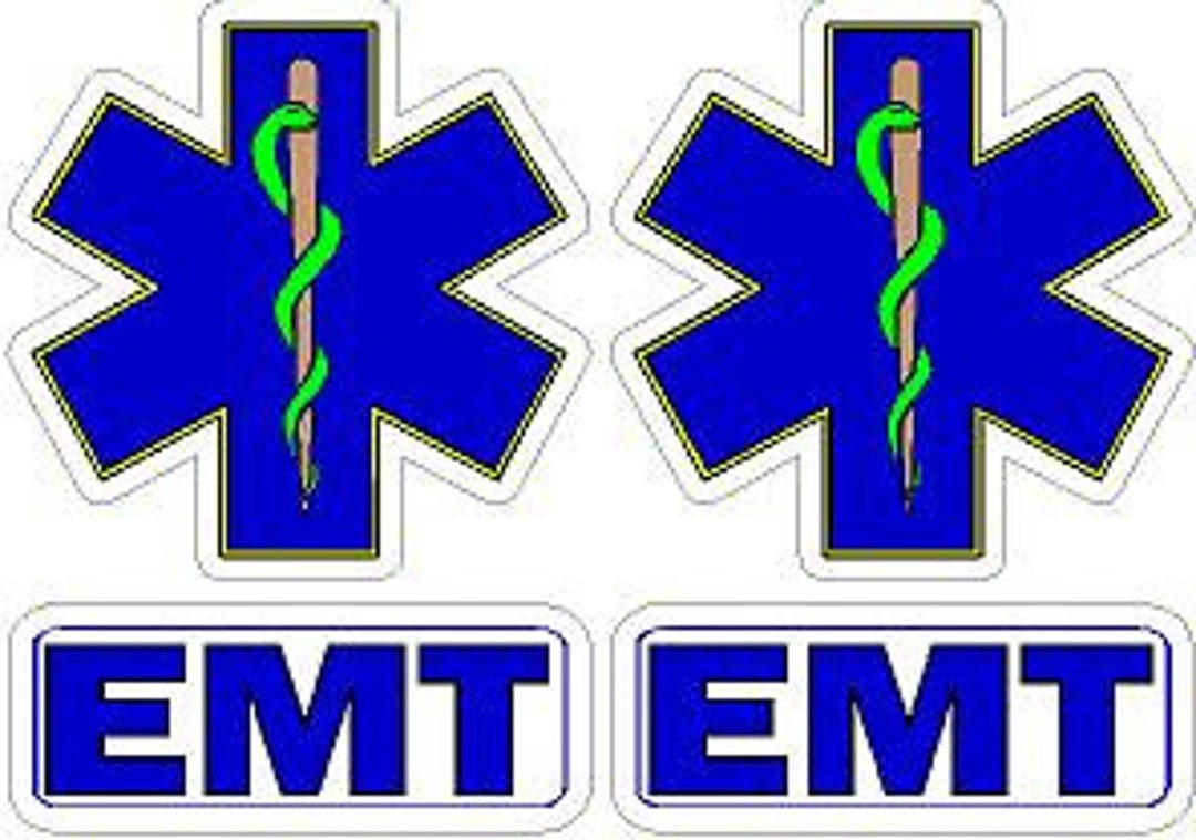 EMT Helmet Pair (2) Reflective or Matte Vinyl Decal Sticker Set. Star ...