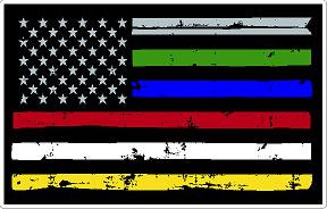 Thin Line Distressed US Flag Police Fire EMS 911 Dispatch Dept of ...
