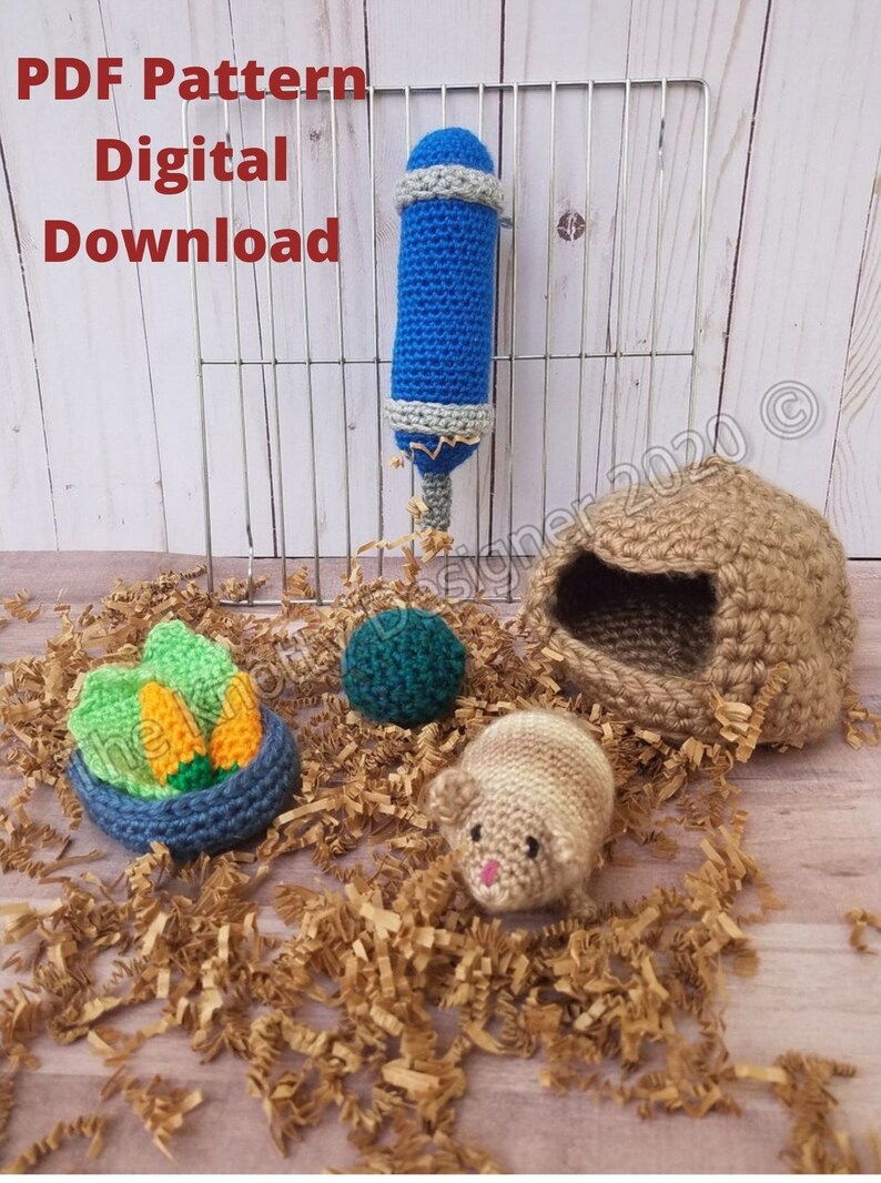 Crochet Hamster Play Set, Amigurumi Hamster, Crochet Play Set Pattern ...