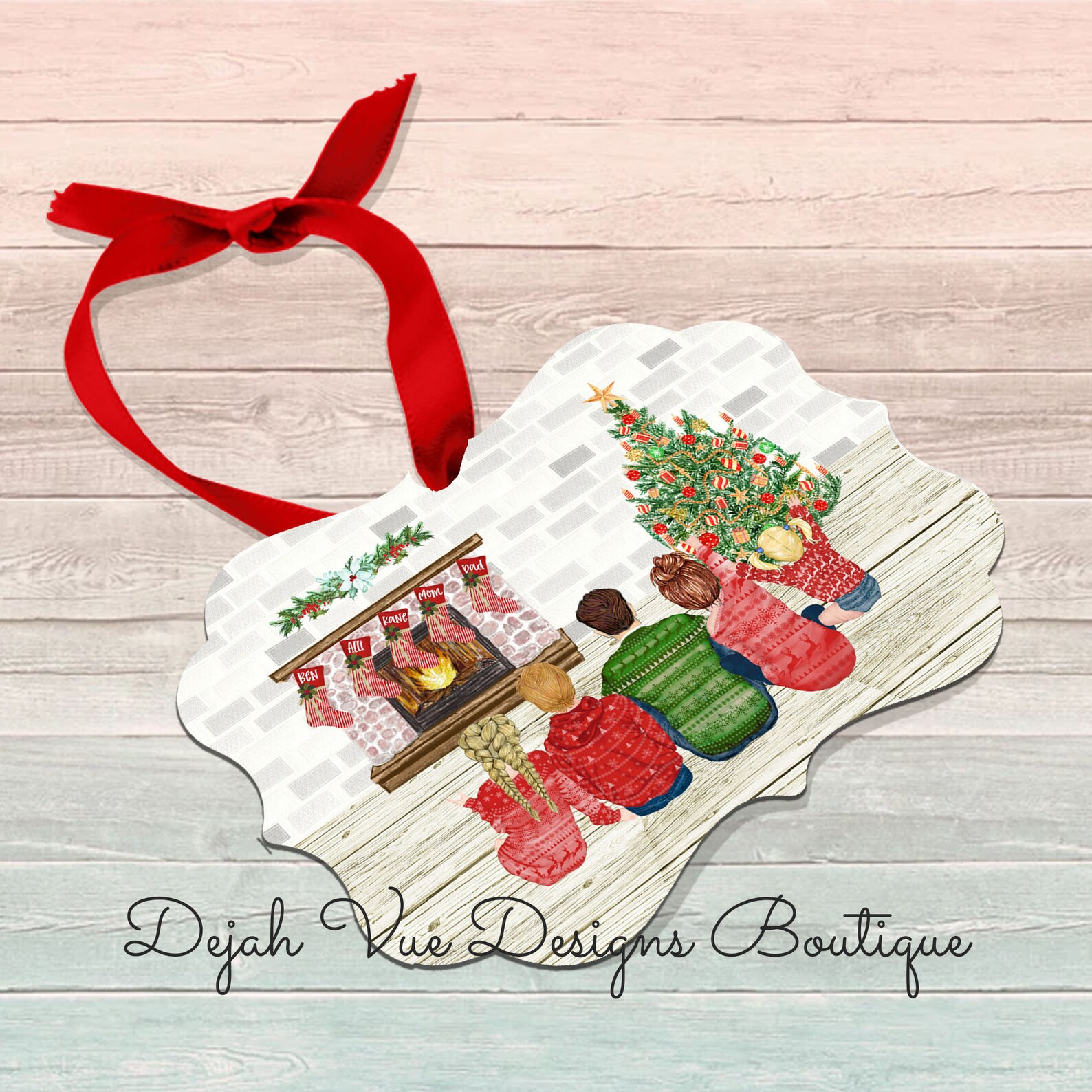 Custom Family Pajamas Christmas Decorating Christmas Ornament Digitally ...