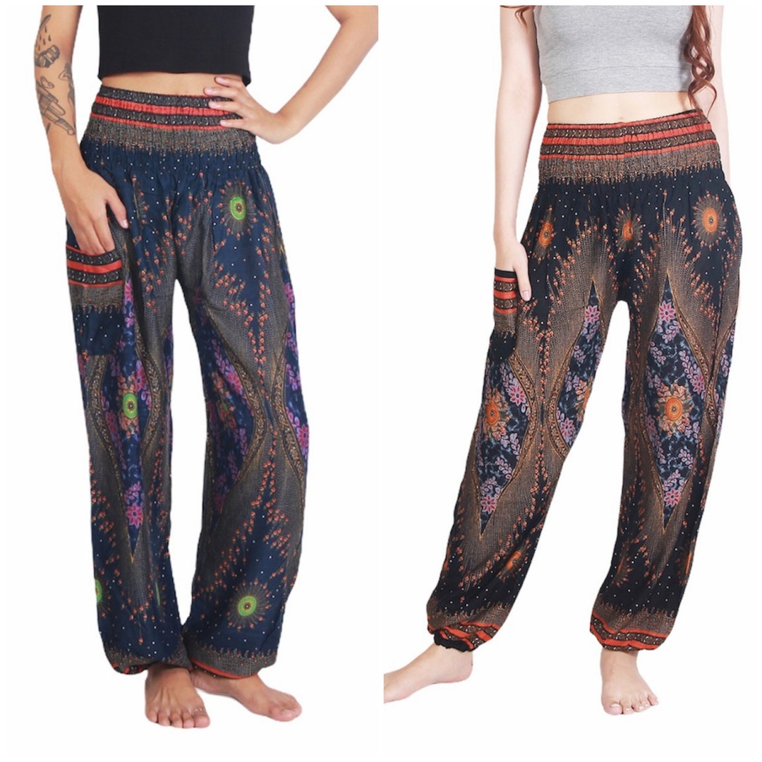 Peacock Bohemian Pants Women, Harem Elephant Pants, Paisley, Flowers ...