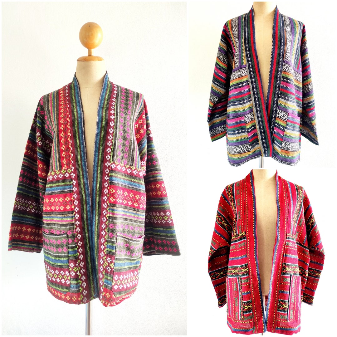 Handwoven Naga Pattern Kimono, Traditional Loose Cotton Robe , Ethnic ...