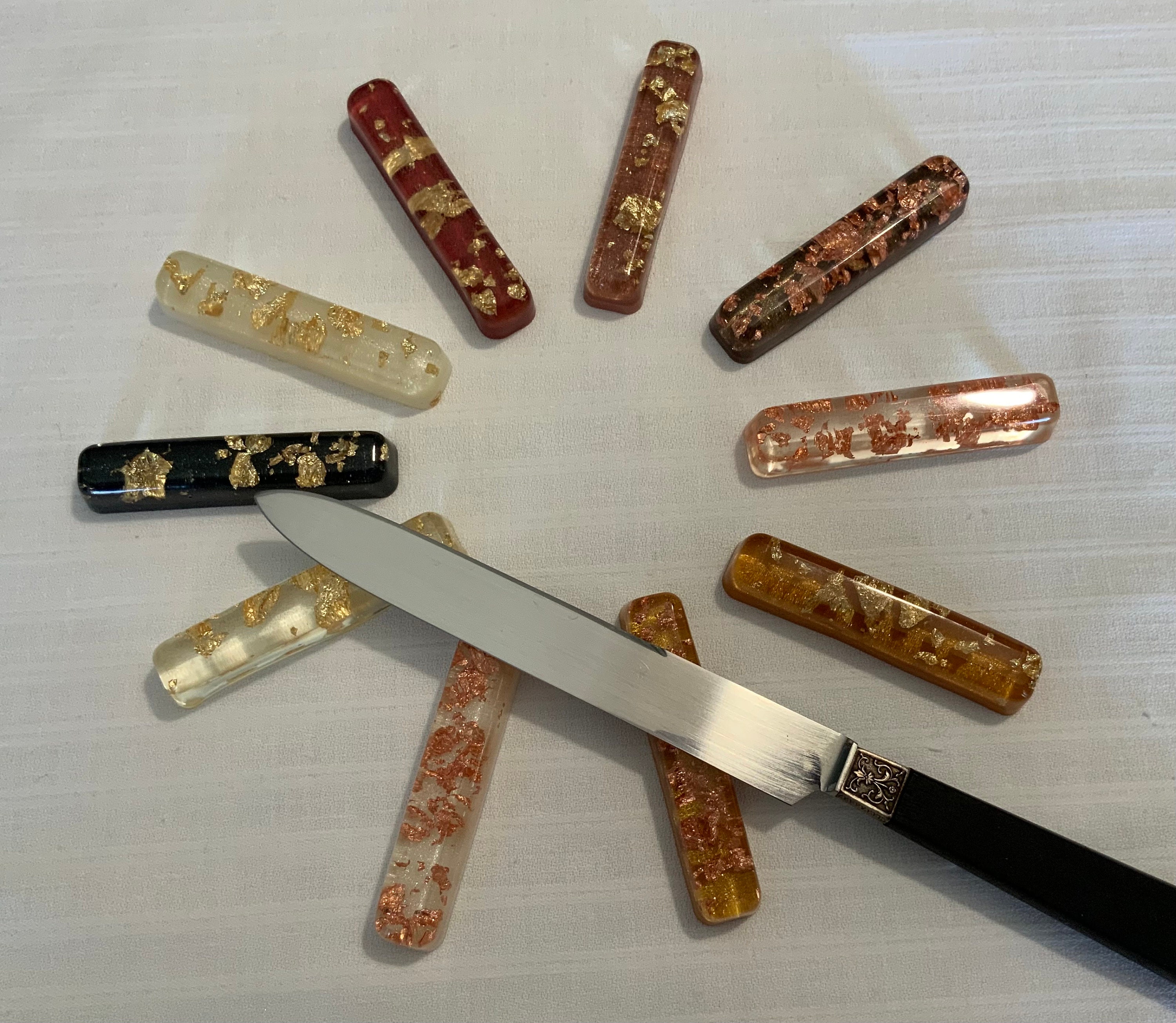 10 Repose-couteaux en résine époxy et feuille métal - Etsy France