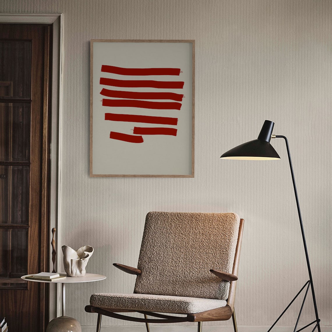 Printable Red Lines Wall Art Downloadable Print Modern | Etsy