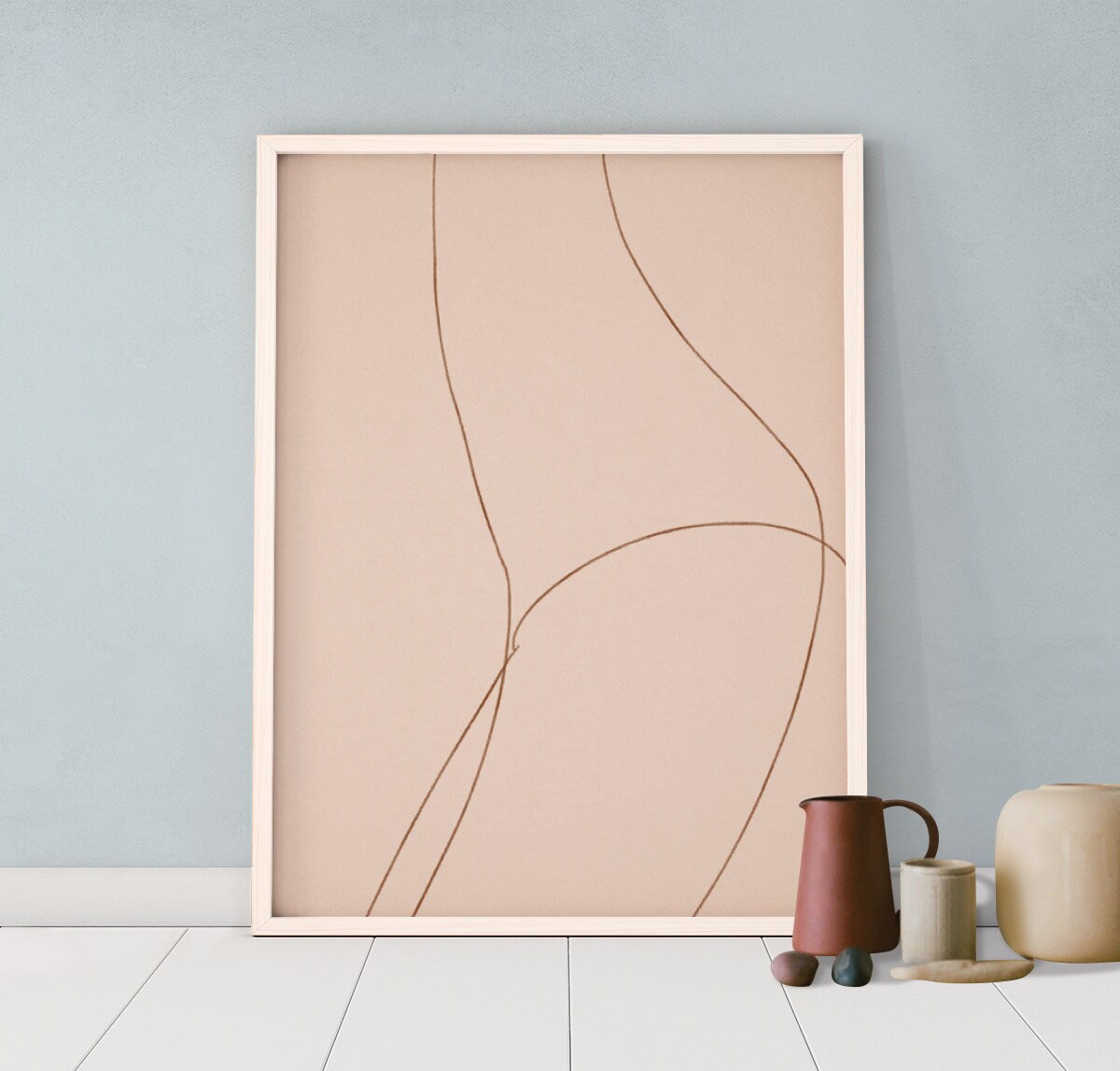 Woman figure print Minimal Line drawing Modern Downloadable | Etsy