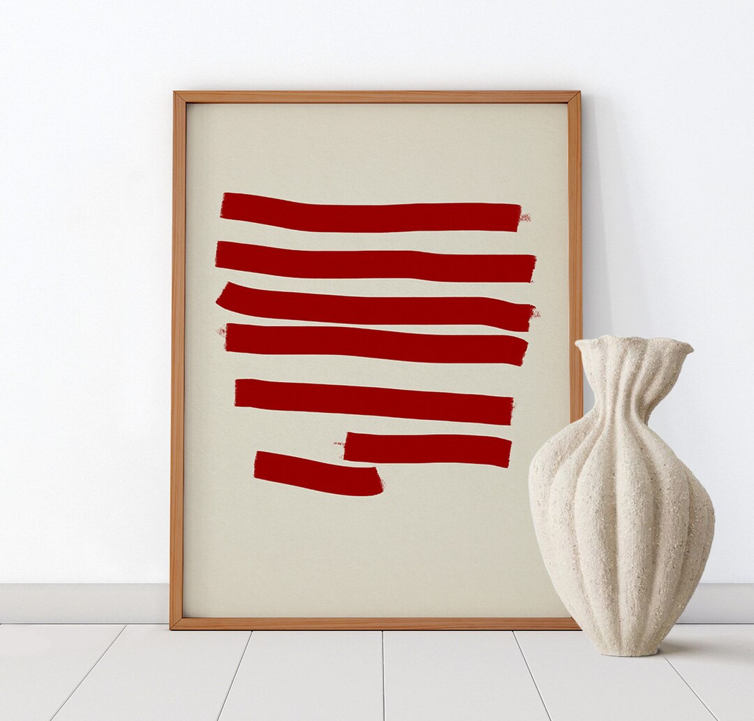 Printable Red Lines Wall Art Downloadable Print Modern - Etsy