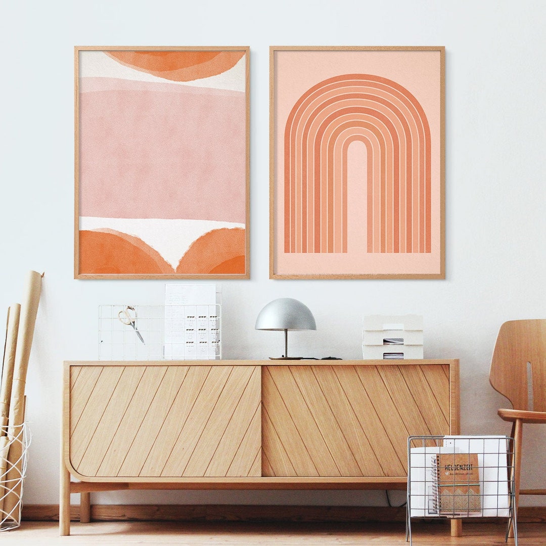 Downloadable Two Pink Orange Prints Printable Set of 2 - Etsy