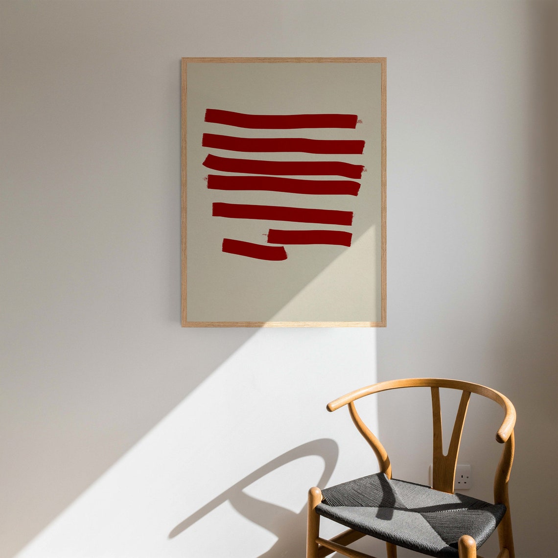 Printable Red Lines Wall Art Downloadable Print Modern | Etsy