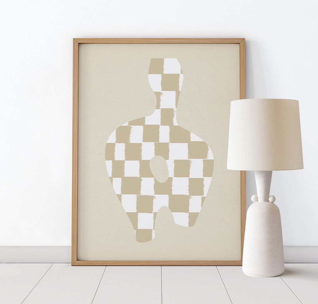 Geometric Checkerboard Printable Wall Art | Modern Chequers Artwork ...