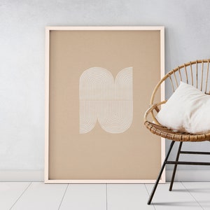 Downloadable Mid-century Wall Art, Minimalist Neutral Beige Print ...